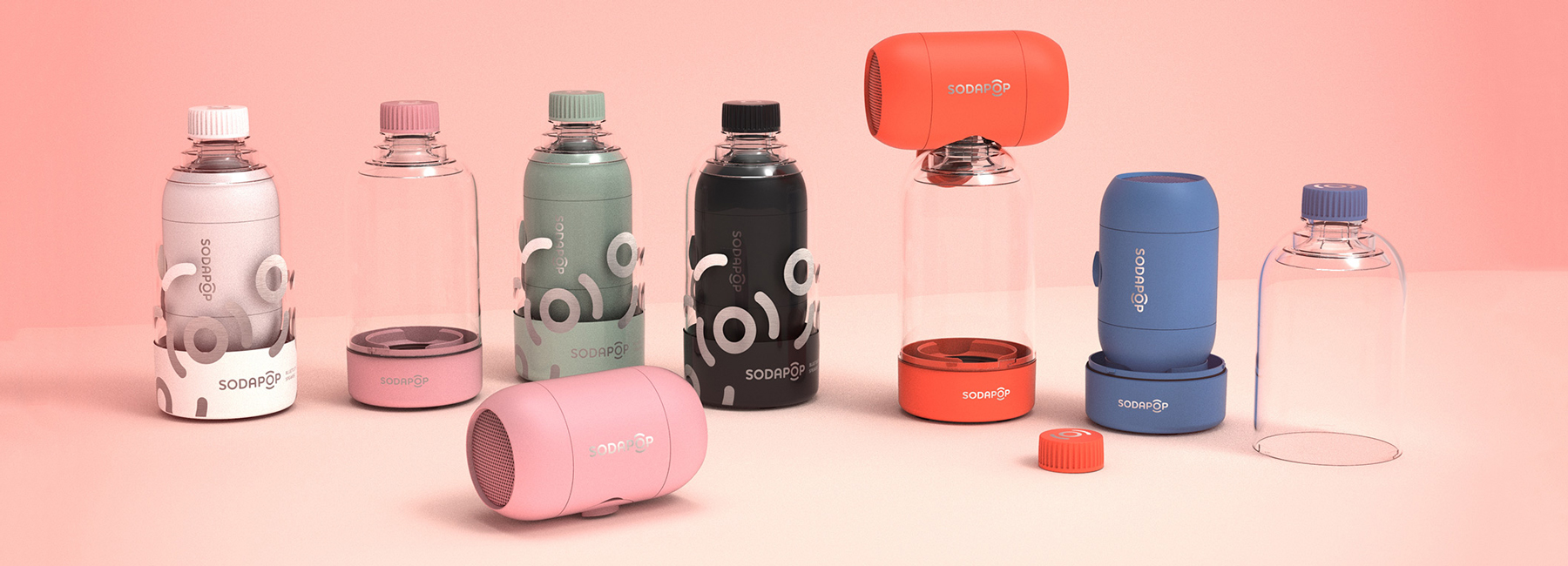 the sodapop speaker attaches to an empty plastic bottle to boost its bass