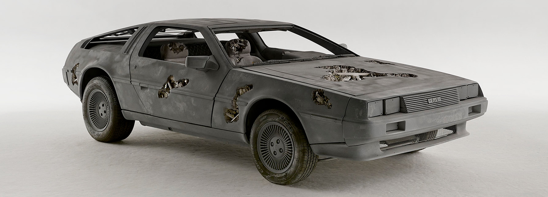 it's the year 3018 in daniel arsham's eroded fantasy future at perrotin