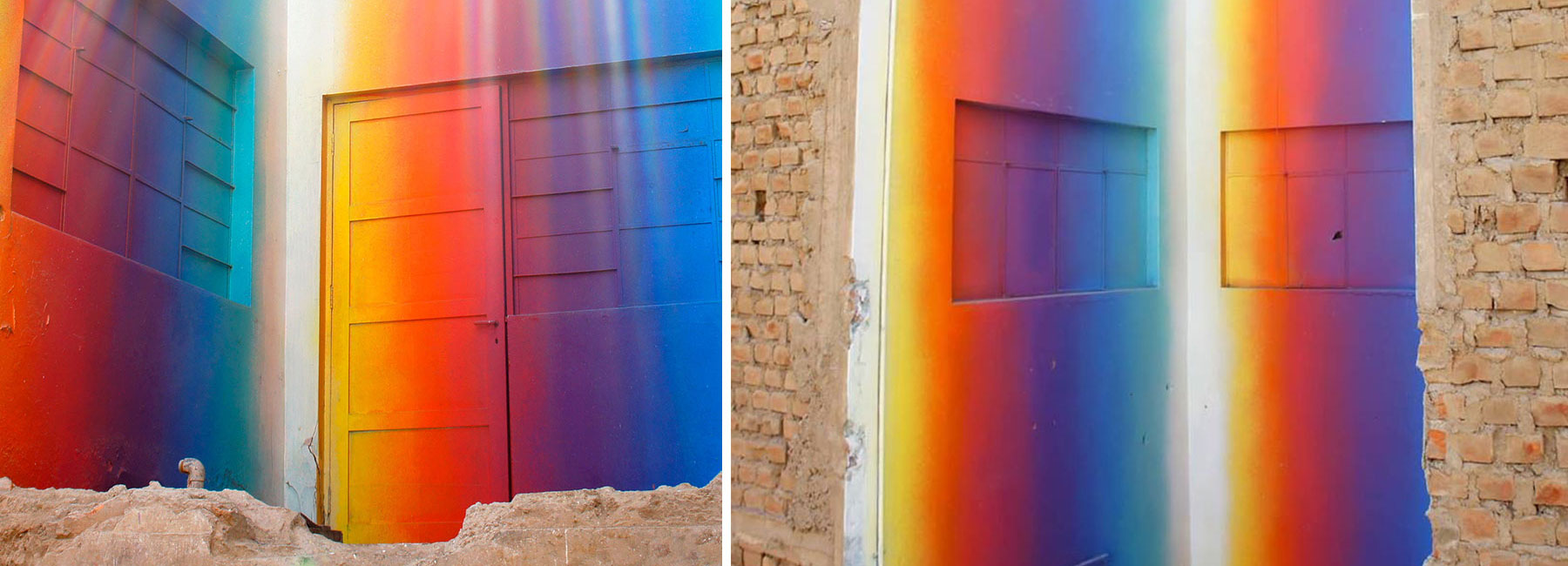 this building in lima is bathed in a spectrum of colorful hues