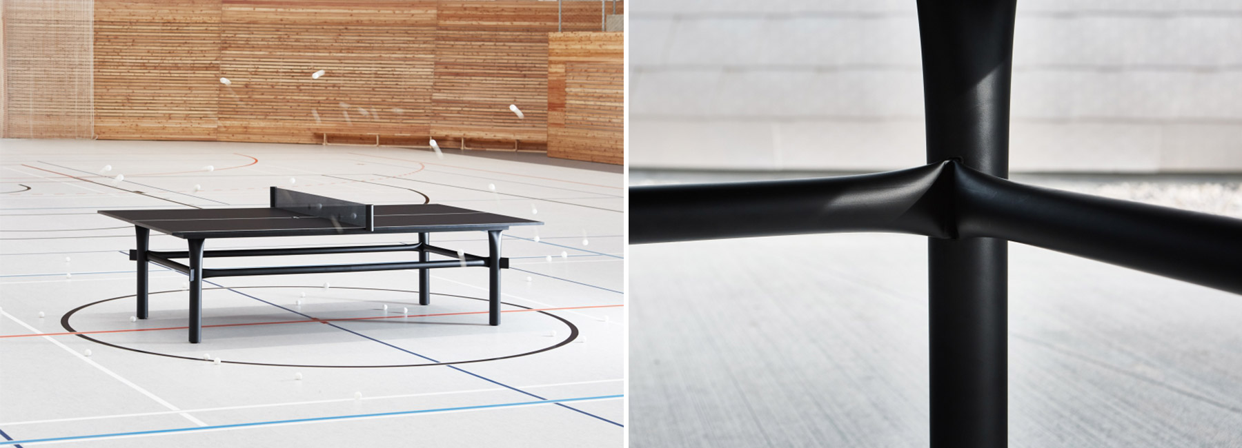 marshmallow ping pong table by studio vono is made of flattened pipes