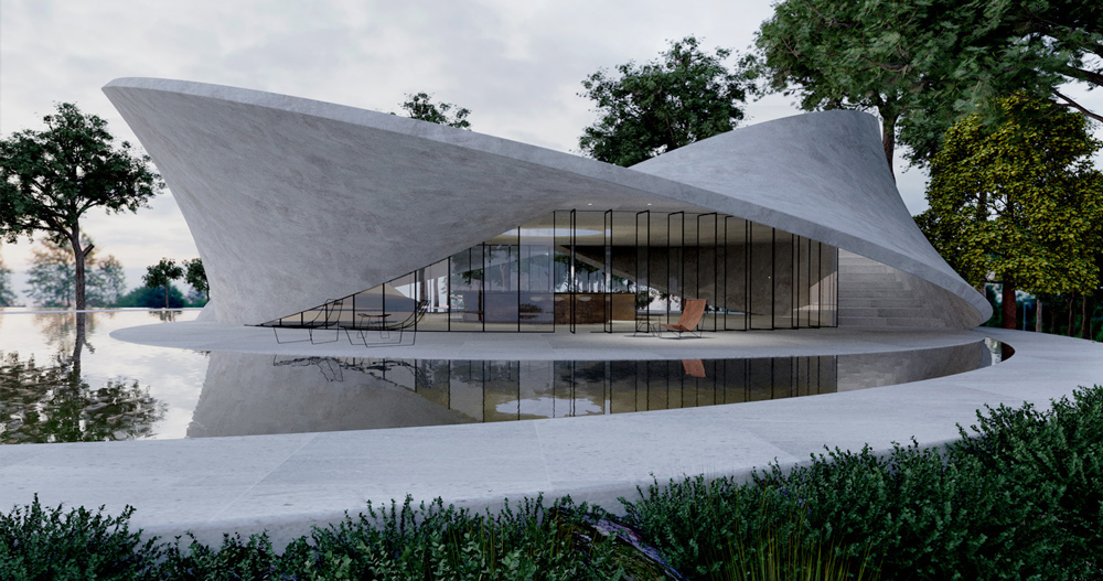 antony gibbon translates mobius strip into sculptural concrete house