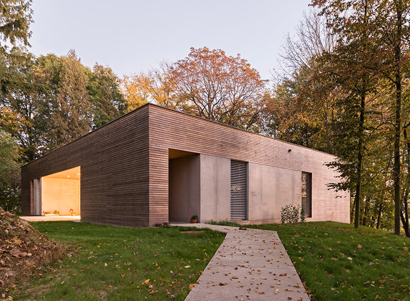 the design concept was to create a wooden volume punctured by windows ...