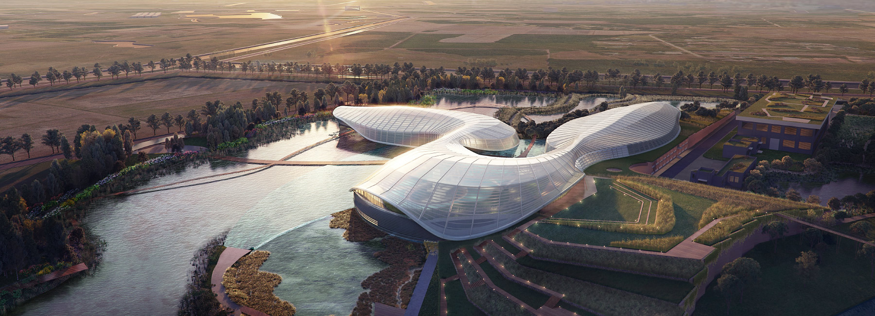 ennead architects plans nature reserve with a public aquarium in china