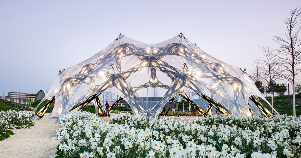 BUGA fibre pavilion uses robotically-produced fiber composites