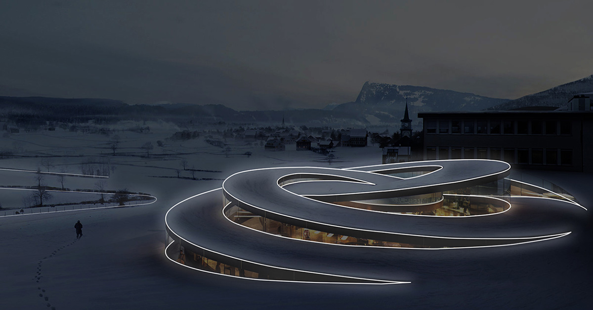 la linea by BIG for artemide, a luminous strip that moves freely in space