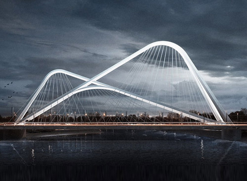 the bridge, which is under construction, includes a green belt and ...