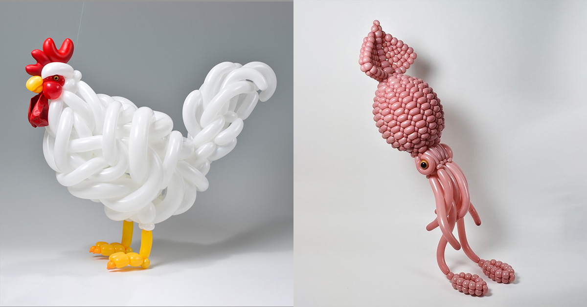 masayoshi matsumoto adds to his collection of intricate balloon sculptures