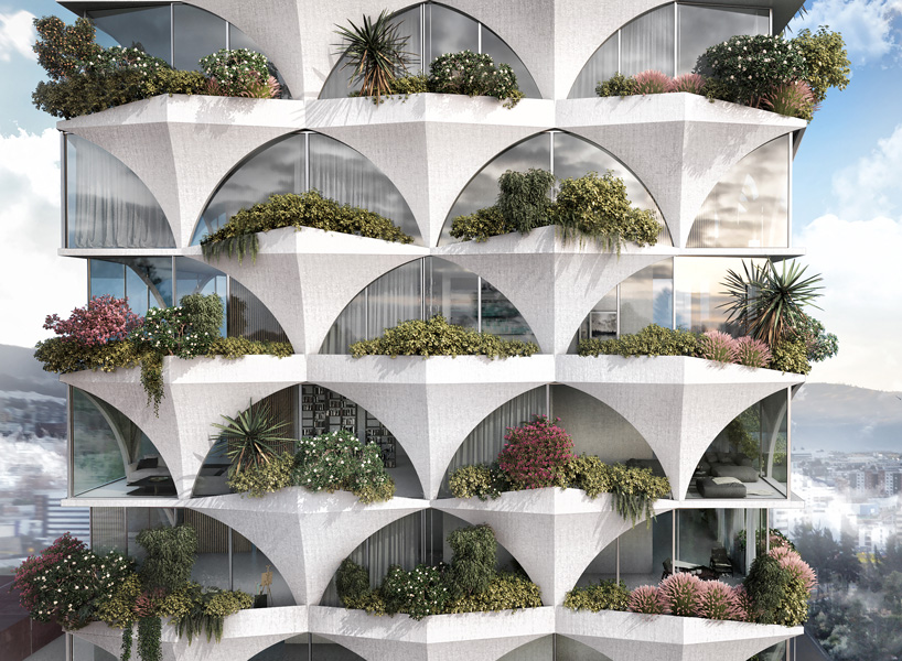 ODD architects designs sunflower-inspired tower with arched facades and ...