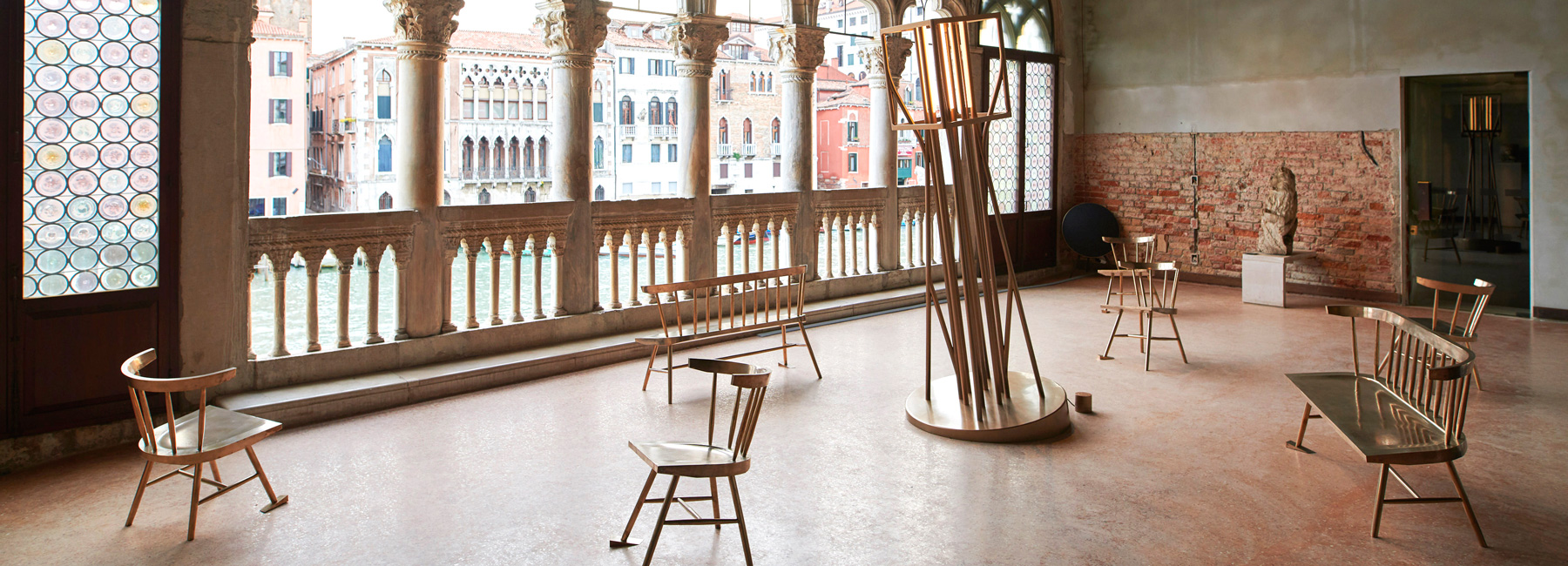 virgil abloh exhibits 'acqua alta' series of sinking furniture during ...