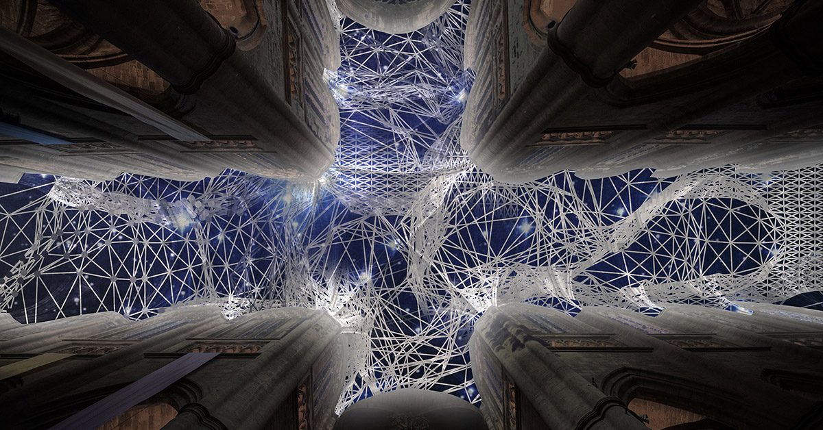 miguel chevalier projects explosions of massive stars onto france's ...