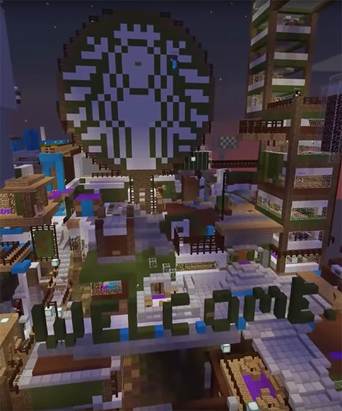 200 people virtually come together to build a massive starbucks island ...