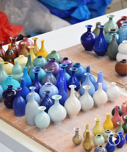 artist yuta segawa hand-throws thousands of tiny ceramic vases