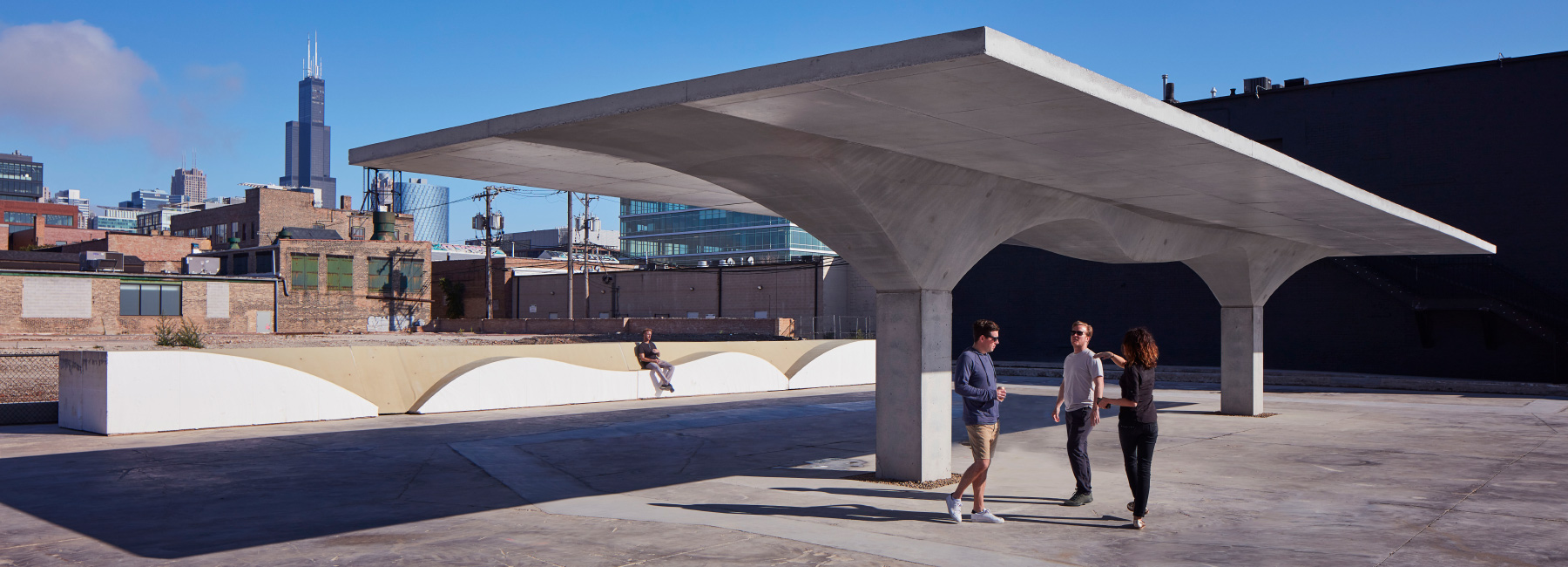 SOM's stereoform slab pavilion goes on view in chicago