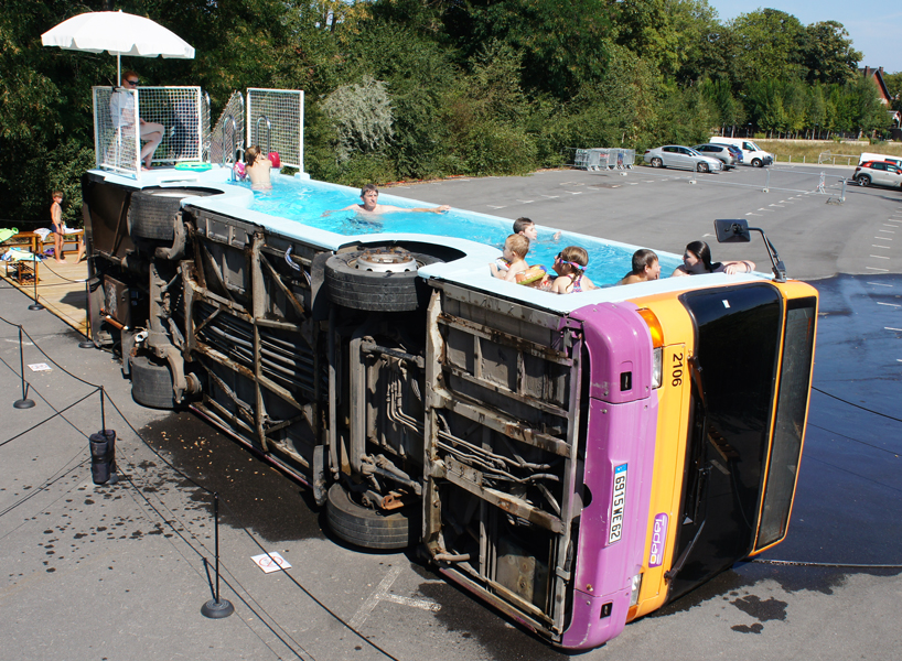 the artwork, called 'the bus pool', has been open to locals since being ...
