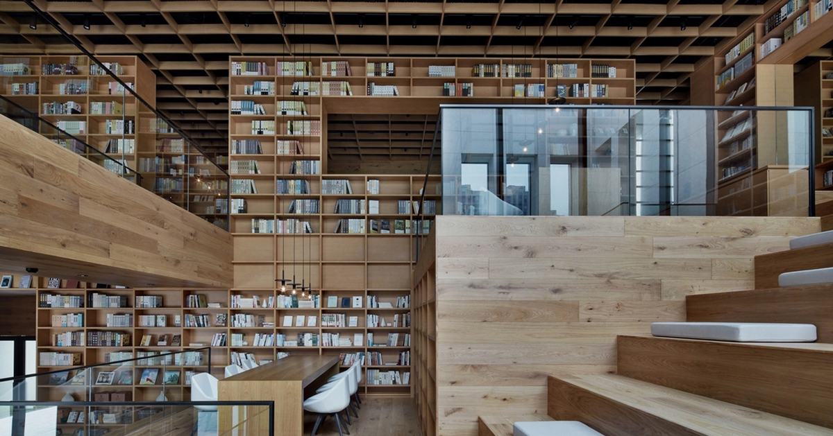 beijing fenghemuchen space design builds yue library as wooden forest ...