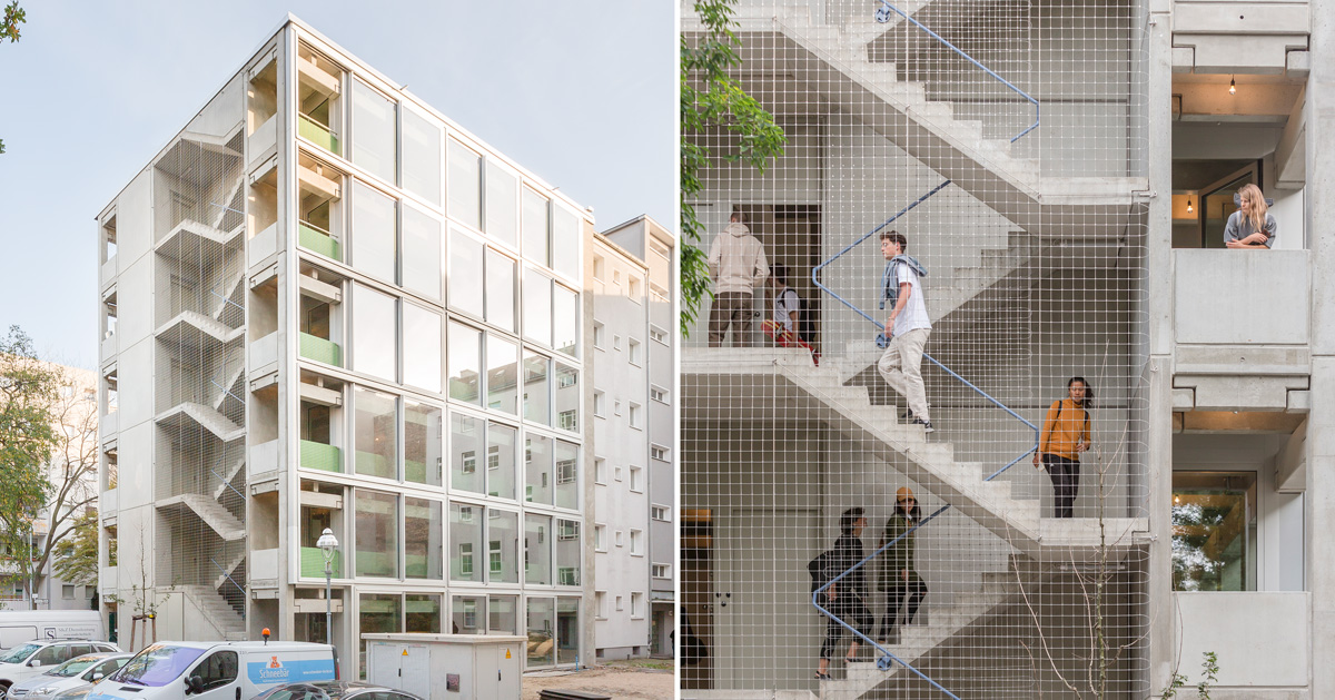 FAR builds wohnregal life/work building in berlin using precast concrete