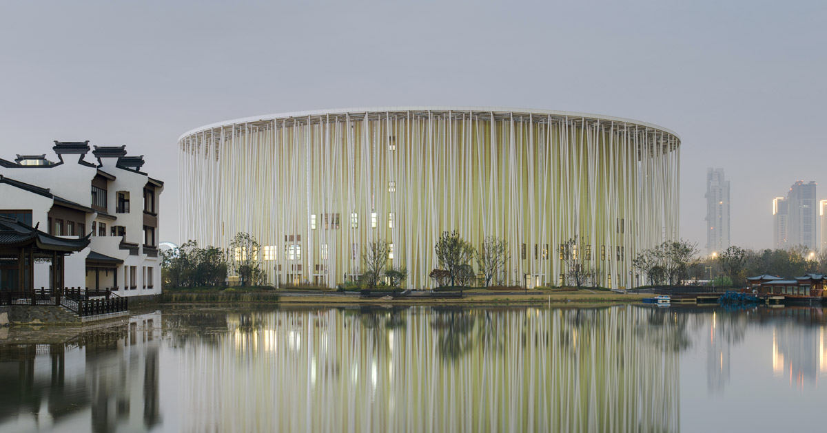 steven chilton architects completes 'bamboo forest' wuxi taihu show theater