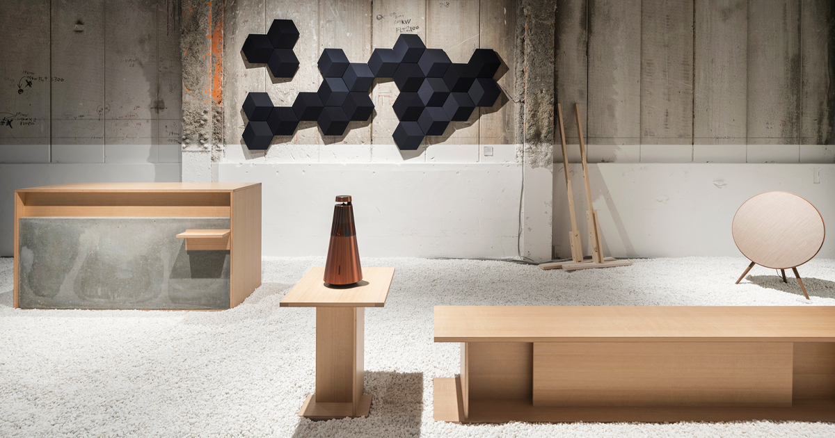 yusuke seki recycles timber to create bang & olufsen pop-up store in kyoto