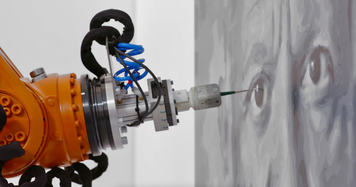 these robot portraits are painted unguided by the human mind or eye