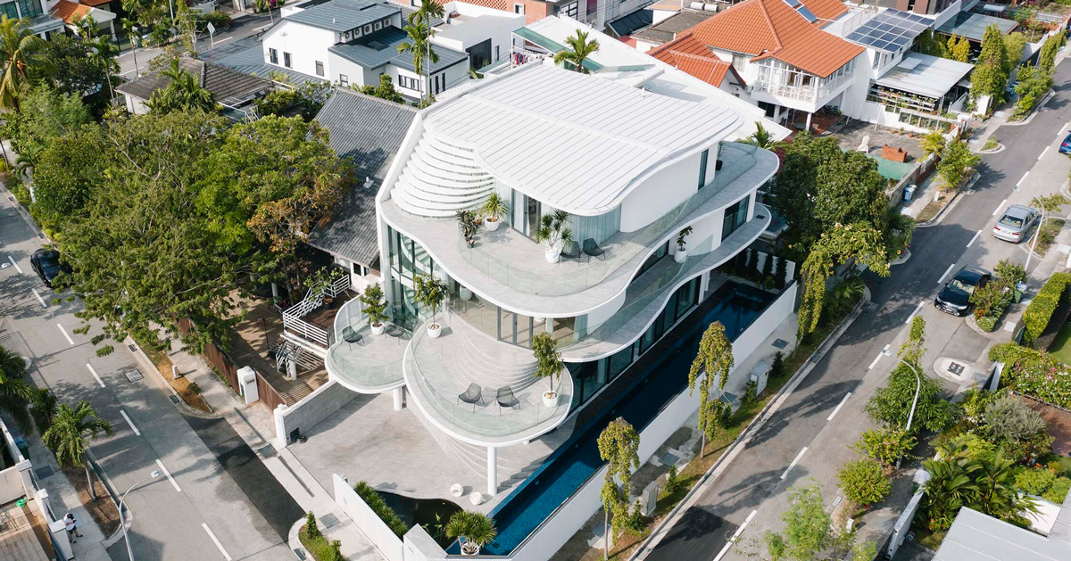 curved geometries define EHKA studio's sculptural 'jalan seaview' house ...