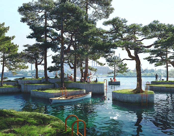 marshall blecher & studio fokstrot unveil a system of floating islands ...