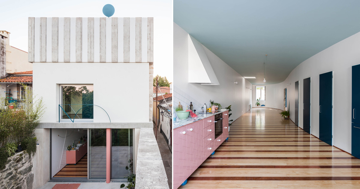stripes and curved surfaces make fala atelier's house in fontaínhas, porto