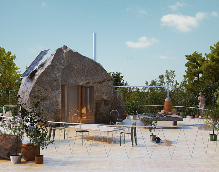 with no traditional facade, the dwellings use curtains, plants ...