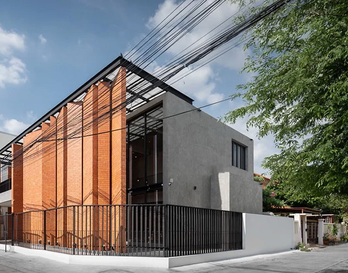 overlapping strips of terracotta tiles shade archimontage’s pakkret ...