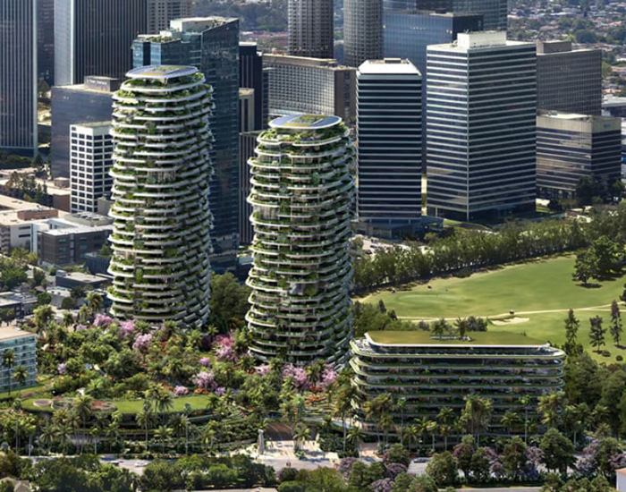 two greenery-filled residential towers will be surrounded by 4.5 acres ...