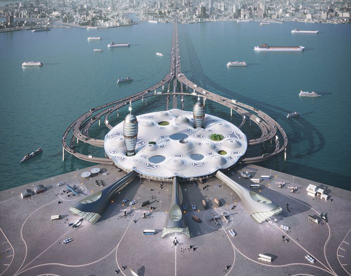 its design consists of a series of spherical volumes topped by a large ...