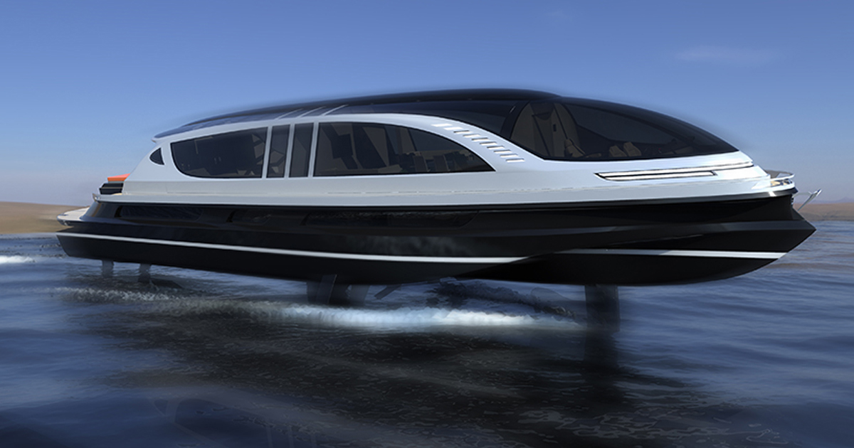 pierpaolo lazzarini's 'hyperyacht' combines high speed with luxury spaces
