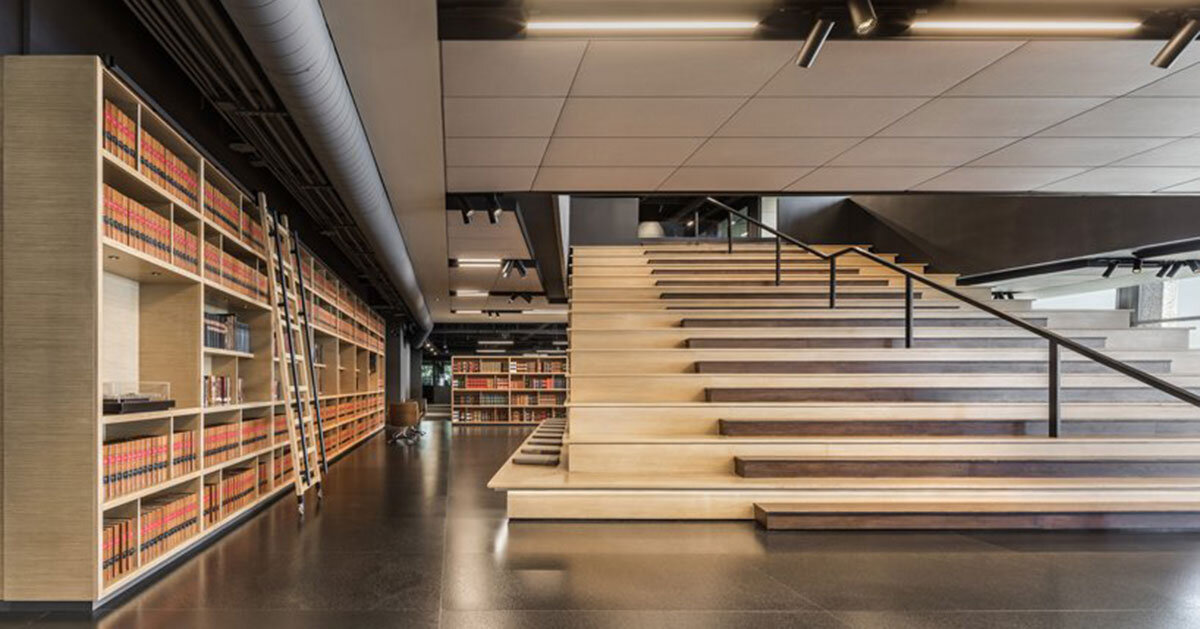 large library & 'agora' gathering space organize law firm office ...