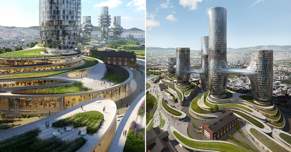 OF. STUDIO + degree zero architects propose 10 tube-shaped towers for ...