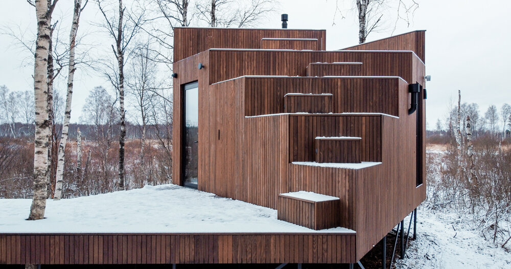 'maidla nature villa' introduces a micro-hotel room to forested estonia