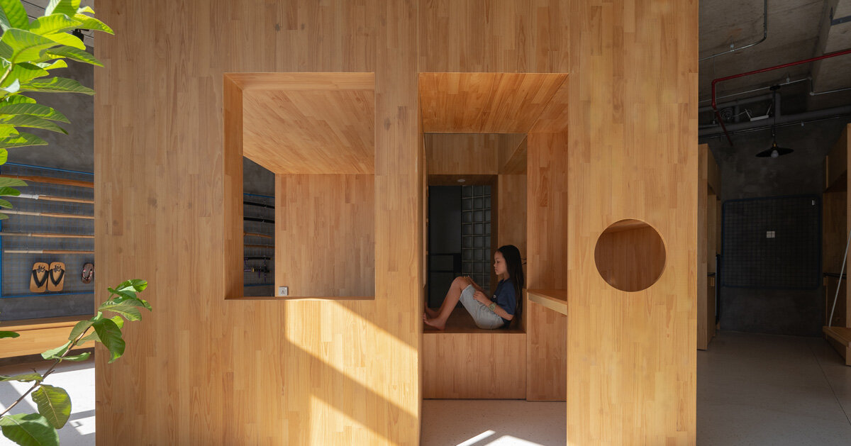 tropical space adds multipurpose wooden box for children in the center ...