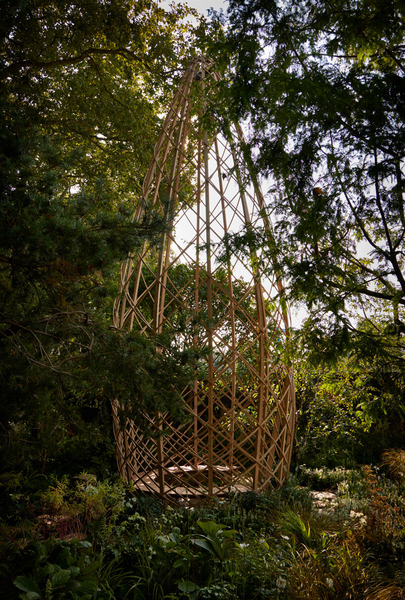 xylotek designs five bamboo towers at the 2021 RHS chelsea flower show