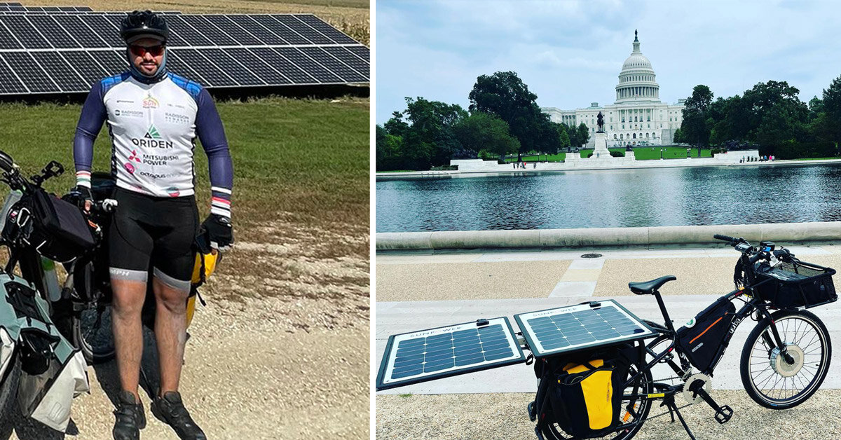 record holder sushil reddy is riding a solar powered e-bike across the US