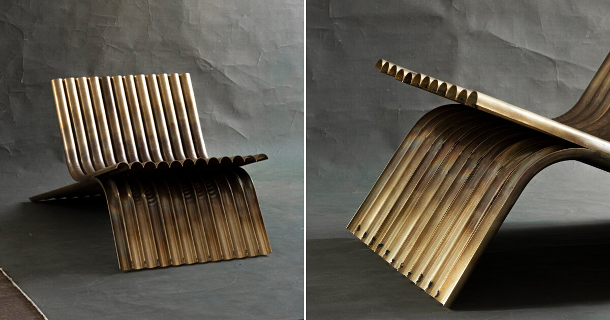 manu bañó expands his OBJ series with lounge chair made of brass tubes