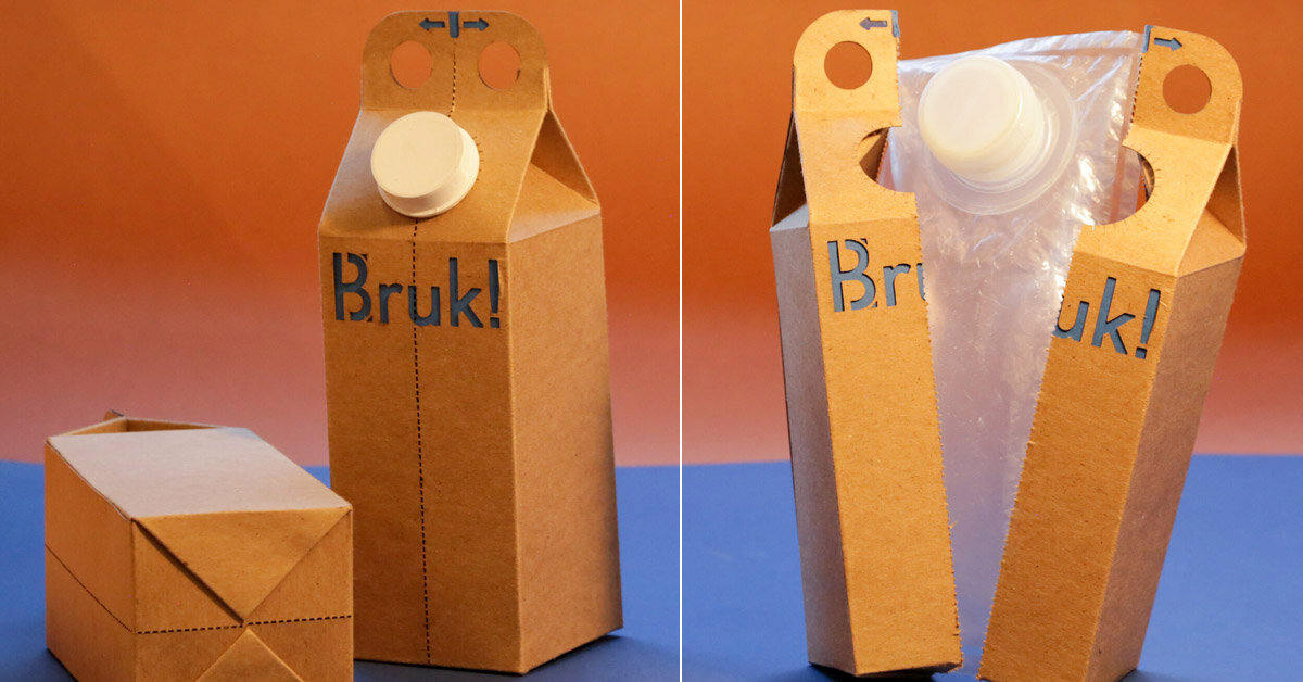 bruk cartons split open to make paper and plastic easier to recycle