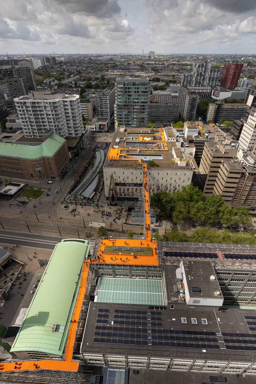 MVRDV's bright orange rotterdam rooftop walk opens to the public