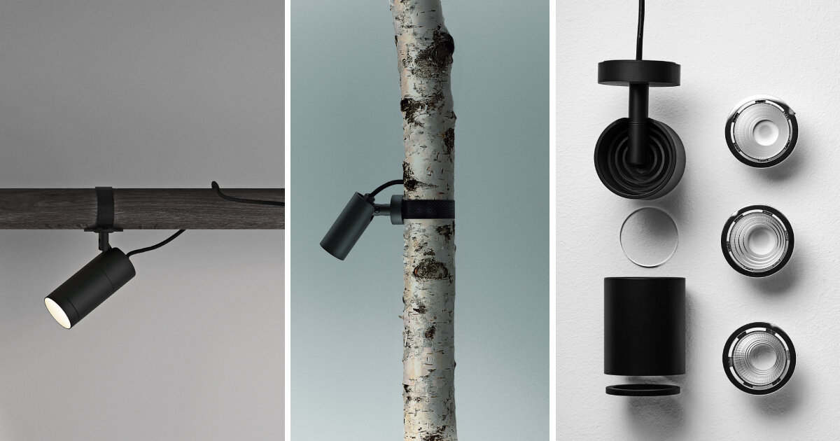CCTV-shaped tube lights by 'quick lighting' can be strapped to trees