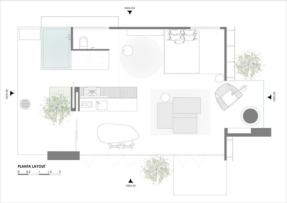 perforated louvers in corten steel clad getaway cabin in brazil
