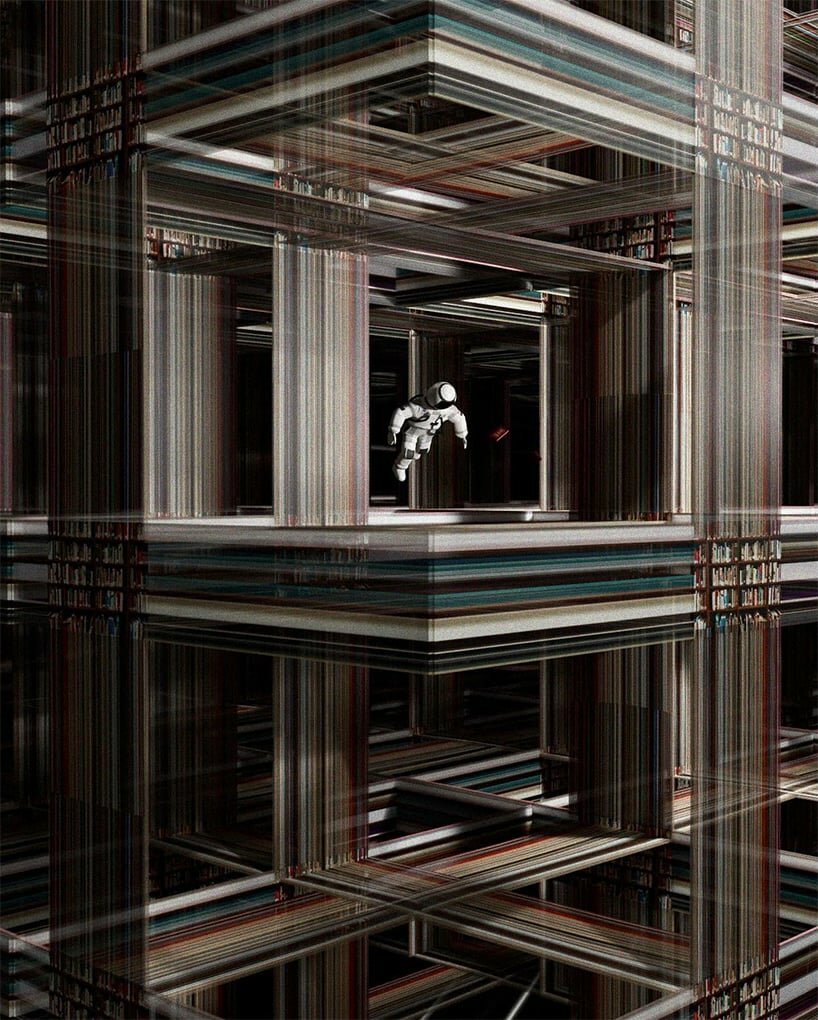 'caged light' sculpture embodies human identity in the vast universe