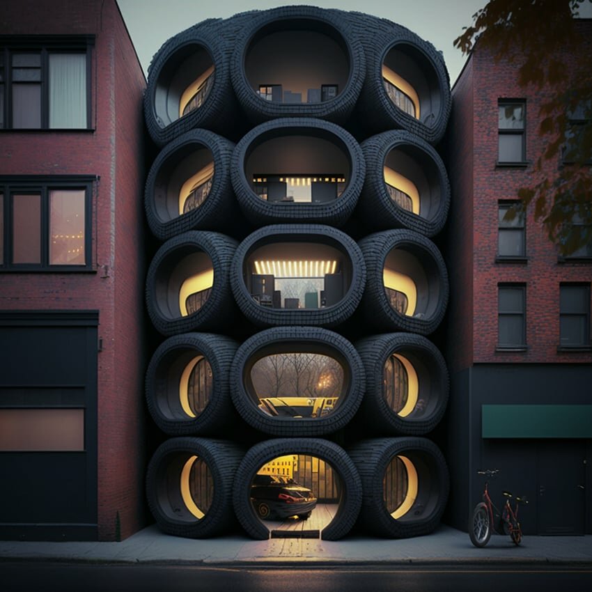 shail patel's AI series recycles tires for sustainable construction