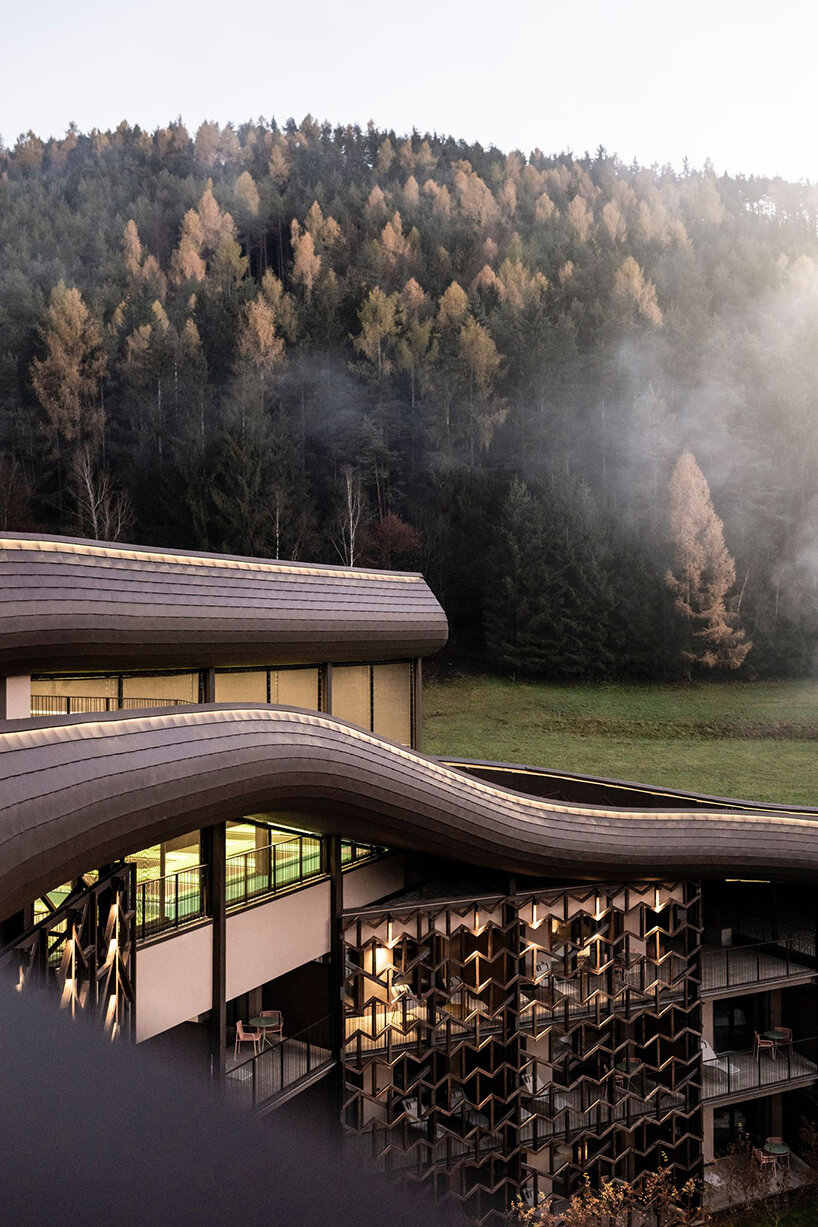 falkensteiner family resort lido gets uplifted with a playful roofscape