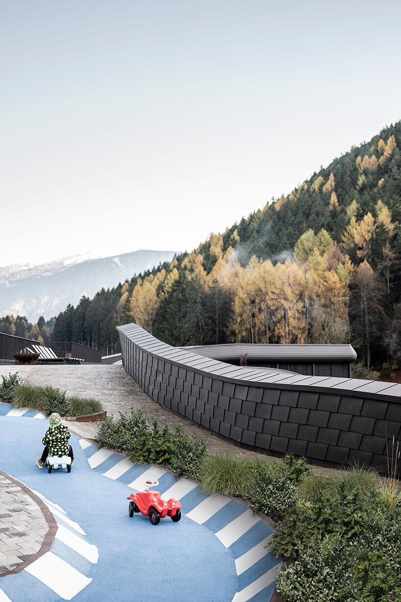 falkensteiner family resort lido gets uplifted with a playful roofscape