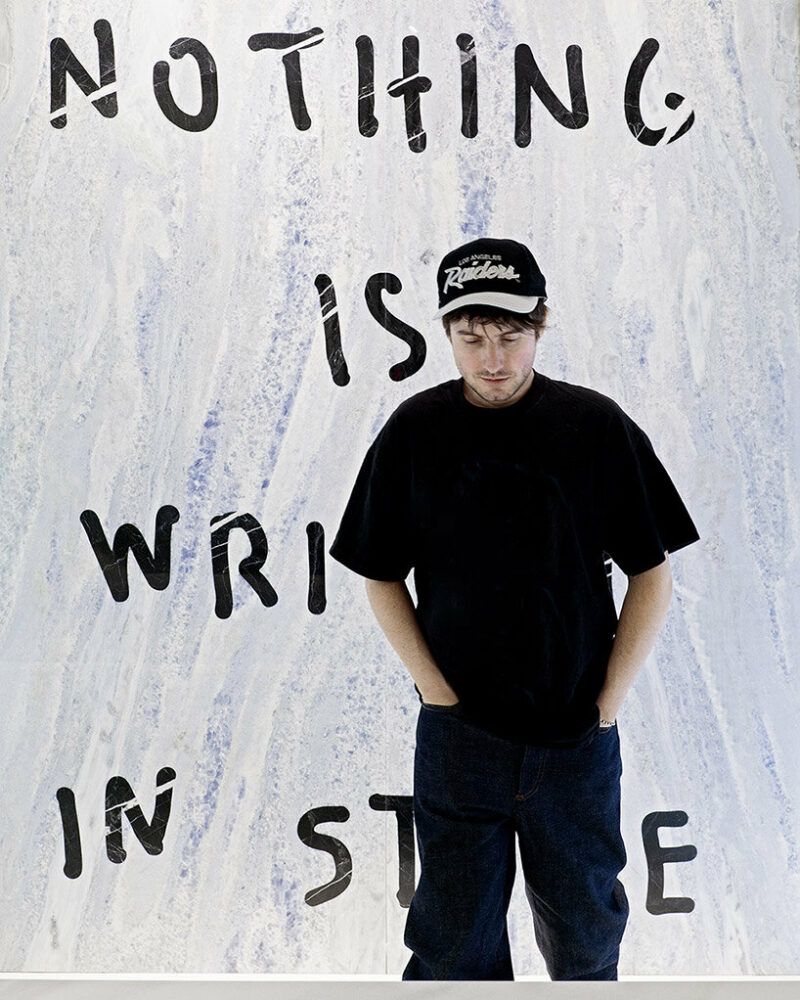 pietro terzini carves street art into antolini stone for milan design week