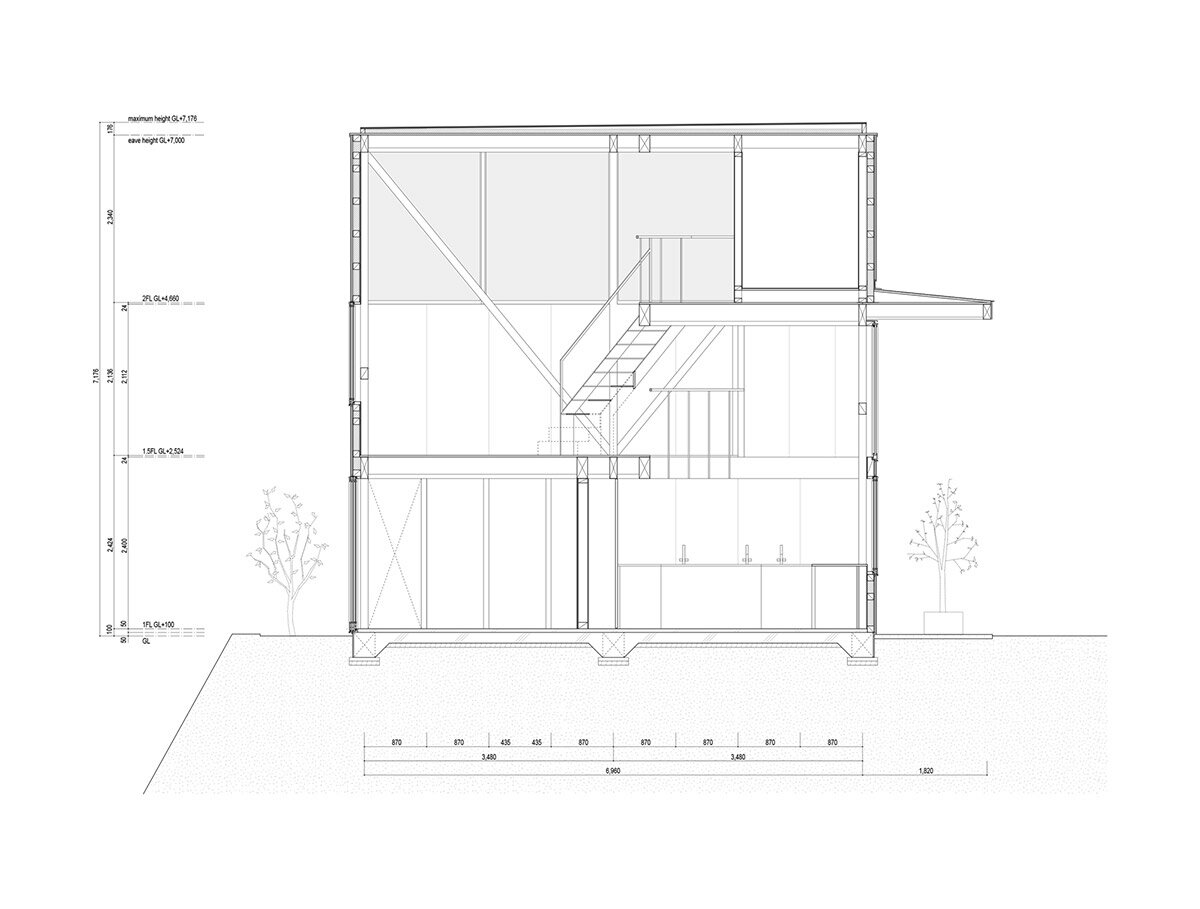 yabashi architects stacks minimalist house and café in japan