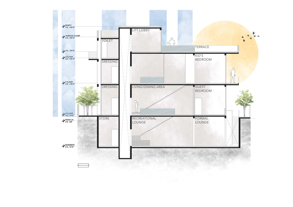 concrete ribbon wraps around studio ardete's residence in india
