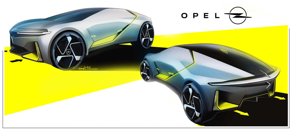 opel introduces streamlined electric car concept with foldable steering ...